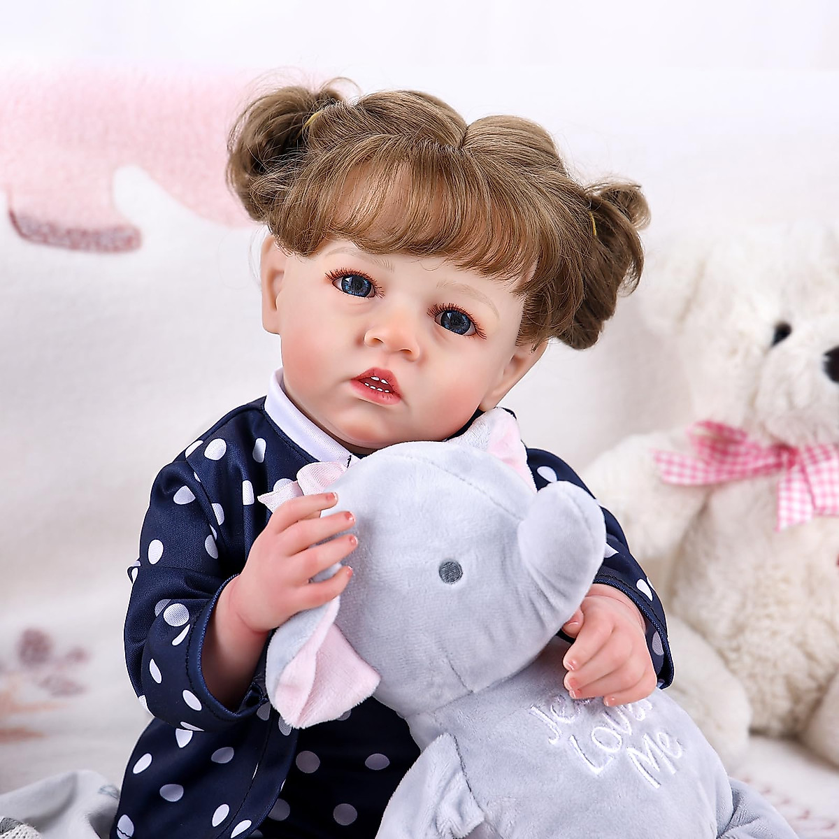 BABESIDE Lifelike Reborn Baby Dolls - 18-Inch Velvety-Smooth Skin Realistic-Newborn Baby Dolls Blue Eyes Girl Handmade Real Life Toddler Dolls with Toy Accessories Gift Set for Kids Age 3+