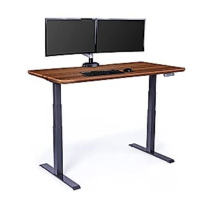 Vari- Standing Desk Adjustable Height (60" x30')- Electric Sit-Stand Computer Desk for Work or Home Office- Dual Motor with Memory Presets- Adjustable Desk from Varidesk- Darkwood