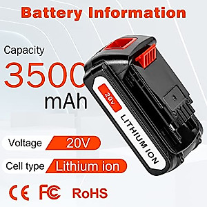 Lipop 2Packs 3.5Ah Replacement Battery for Black and Decker 20V Lithium Battery LBXR20 Batteries Compatible with Black Decker 20v Battery LB20 LBX20 LST220 LBXR2020-OPE LB2X4020 Cordless Power Tools