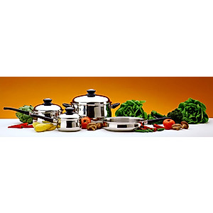 Tuxton Home Nevada 7 Piece Cookware set; Stainless Steel, PFTE & PFOA Free, Freezer to Oven Safe, Induction Compatible; 1QT & 2QT Saucepans, 5QT Dutch Oven, 10" Open Frypan