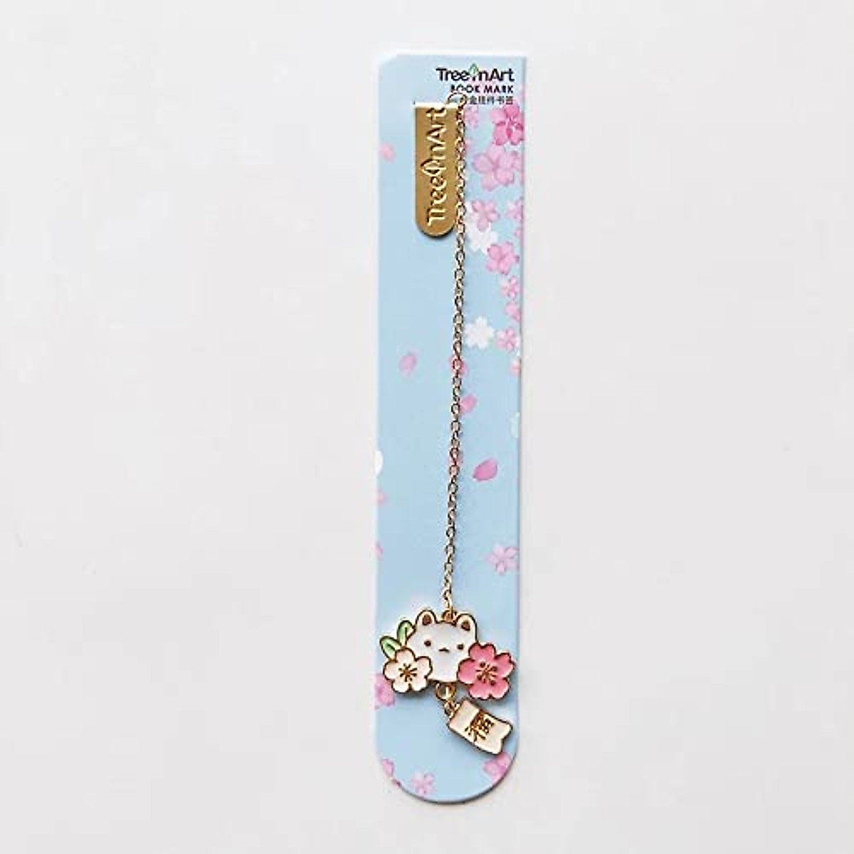 Romantic Sakura Rabbit Alloy Chain Pendant Bookmark Alloy Chain Paper Clips Book Tag School Office Supply(B)