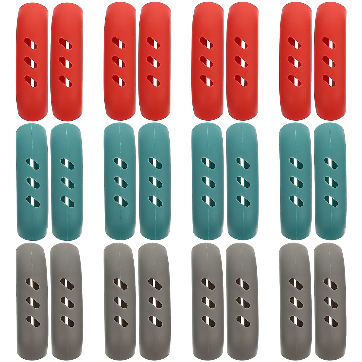 UPKOCH 24pcs Hot Handle Holder Silicone Assist Pan Handle Sleeve Pot Holders Heat-Resistant Cast Iron Skillets Handles Grip Covers for Skillets Frying Pans Casserole Gray Red and Green
