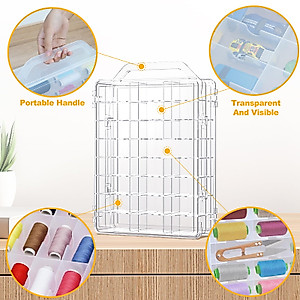 Mathtoxyz Sewing Thread Organizers and Storage, 46 Grid Double Sided Sewing Plastic Box Portable, Ideal for Jewelry, Beads, Jewelry Hardware Tools and More Small Items