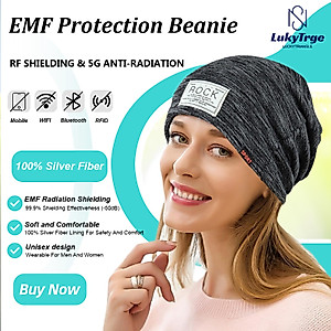 ZAMAKS EMF Protection Beanies Cap, Unisex Faraday Hat, Microwave Radiation Blocking Stretch Cap Black