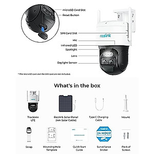 REOLINK TrackMix LTE+SP - 4G Cellular Security Camera Outdoor, No WiFi Needed, 2K PTZ Camera with Auto Tracking, 6X Hybrid Zoom, Wireless Solar Powered, Color Night Vision with Spotlight, AI Detection