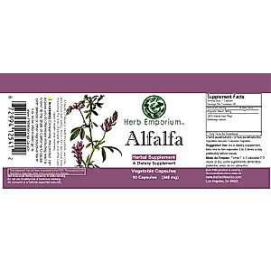 Herb Emporium Alfalfa (Medicago Sativa L, Alpalpa) Capsules 90 Vegetable Capsules (340 mg) Herbal Supplement for Healthy Digestion (Pack of 1)