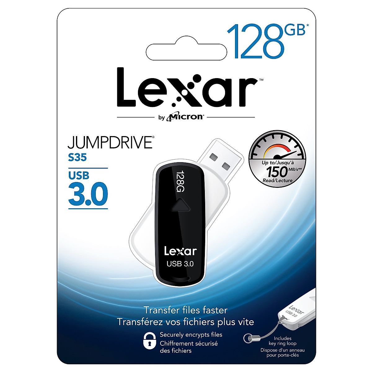 Lexar JumpDrive S35 128GB USB 3.0 Flash Drive - LJDS35-128ABNL (Black)