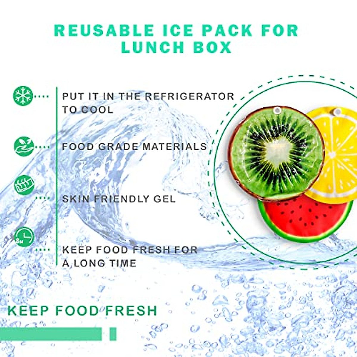 Reusable Ice Pack for Lunch Box- Cooler Pack Lunchbox - Keep Food Fresh- Perfect for Everyone's Lunch Preservation (3 pack)
