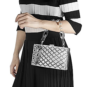 Clear Purse for Women, Acrylic Box Evening Clutch Bag, Mini Jelly Purse Transparent, Stadium Approved Crossbody Shoulder Handbag for Women.(silver)