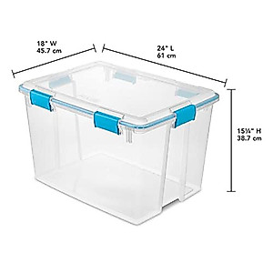 Sterilite 80 Quart Clear Plastic Stackable Storage Container Box Bin with Air Tight Gasket Seal Latching Lid Long Term Organizing Solution, 8 Pack