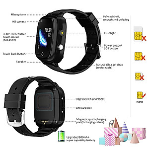 OKYUK 4G GPS Smartwatch for Girls Boys, IP67 Waterproof Sport Smart Watch Phone for Kids, with Camera WiFi Video Call Phone Call SOS Pedometer for 3-14 Age