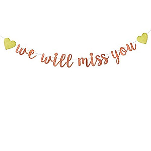 Rose Gold Glitter We Will Miss You Banner--Retirement Party Decorations Sign-Going Away Party Decor-Farewell Party Decorations-Office Work Party Decorations