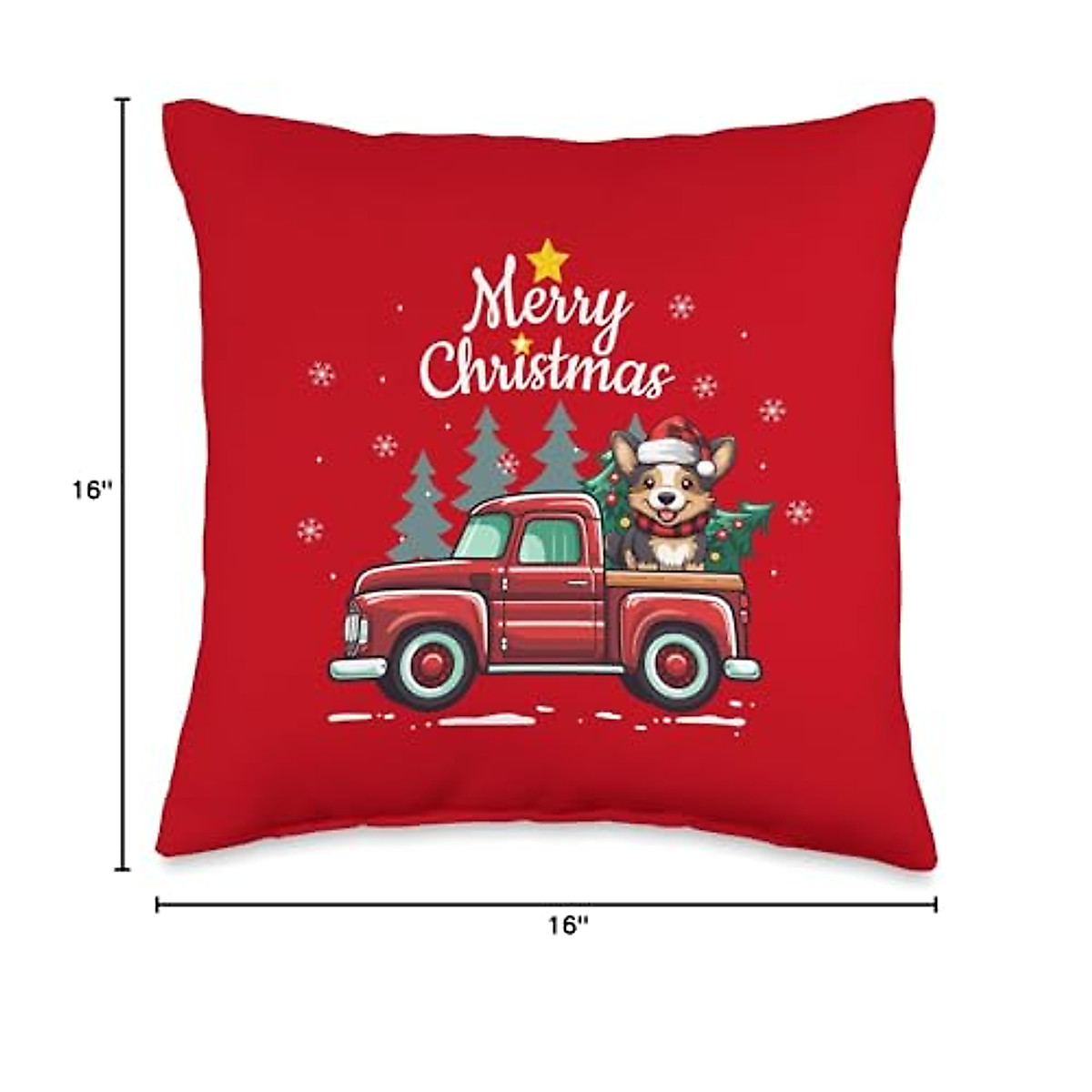 Black Brindle Corgi Christmas Dog Truck Plaid Funny Xmas Throw Pillow