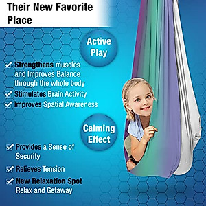 Sensory Swing + 360° Swivel Hanger, Double Layer Indoor + Outdoor Swing for Kids, Hanging Pod Chair, Helps with Sensory Disorders, Autism, ADHD, Anxiety, Therapy Swing, Pod Swing Chair