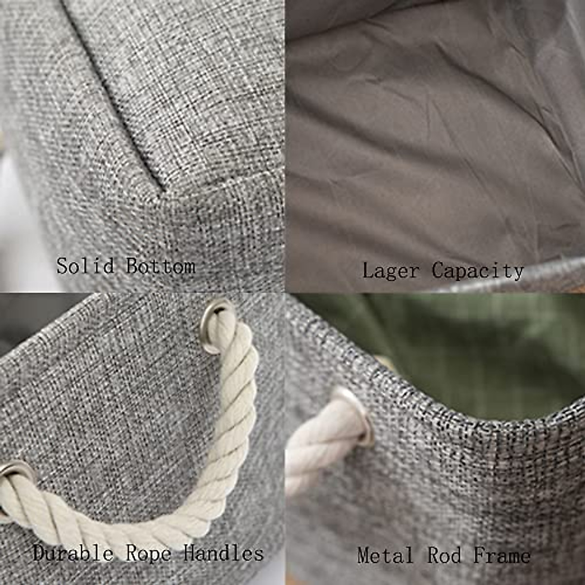 Large Storage Baskets Organizer, Fabric Collapsible Storage Bins, Closet Organizers and Storage Baskets for Organizing Gifts Empty Shelves Home Towel (Grey, 3 Pack)