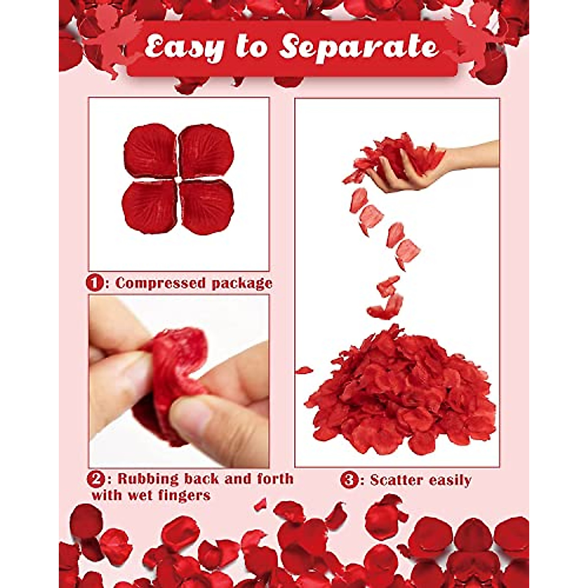 Romantic Decorations Special Night Set, Valentines Day Decor, 24 Pieces LED Tea Lights Candles and 2000 Pieces Artificial Rose Petals for Romantic Night, Valentine's Day, Anniversary or Table Décor