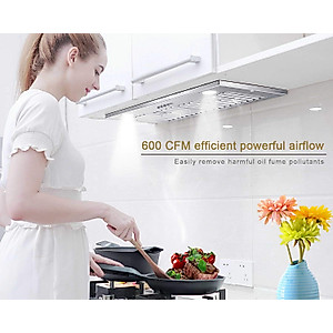 MCBON Range Hood Insert 36 inch, 600 CFM Vent Hood Insert, Ultra-quiet Range Hood Insert, Built-in Kitchen Hood, Insert Range Hood, Stainless Steel range hood, IE71-36