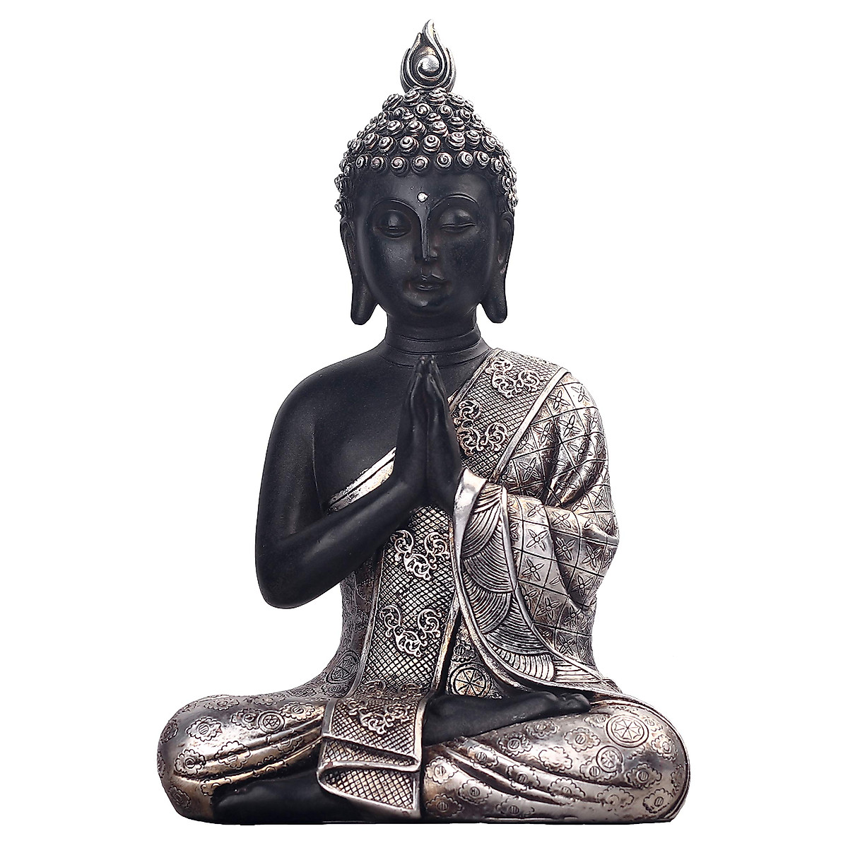 JORAE Seated Buddha Statue Buddhism Thai Meditating Home and Garden Decorative Sculpture Praying Collectibles Figurines, 9.5 Inches, Polyresin