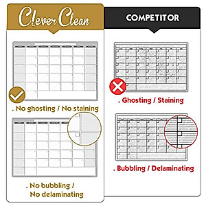 Dry Erase Wall Calendar - 52" x 36" X Large Undated Monthly Planner for Home, Office, School - Reusable Jumbo Laminated Task Organizer