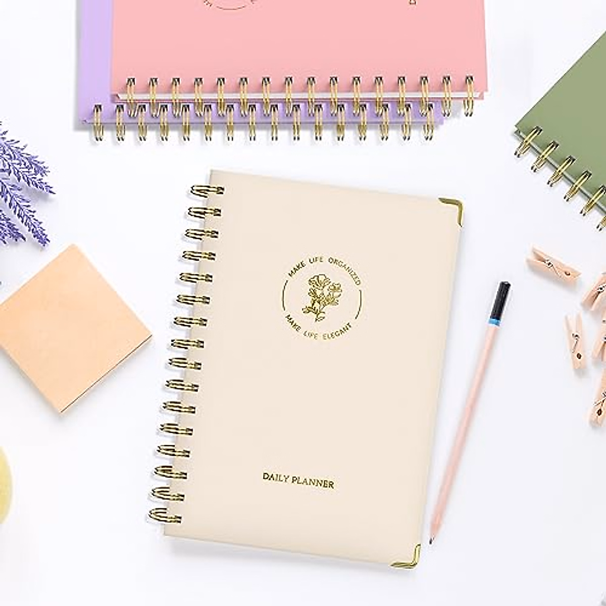 Aesthetic Daily Planner Undated, To Do List Notebook Planner with Hourly Schedule, Hardcover Work Planner - Stay Organized & Boost Productivity, Organizer Notebook for Office School Supplies,160