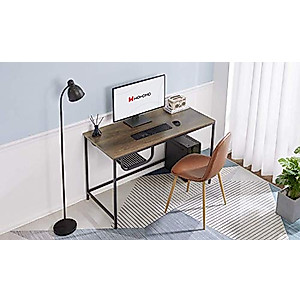 WOHOMO Computer Desk 47 Inch Easy Assembly Desk with Shelves Study Writing Table Simple Modern Home Office Desk, Walnut