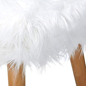 Christopher Knight Home Huxley Faux Fur Ottoman, White