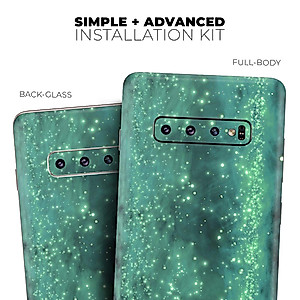 DesignSkinz Glowing Green Orbs of Light Protective Vinyl Decal Wrap Skin Cover Compatible with The Samsung Galaxy S20 (Screen Trim & Back Glass Skin)