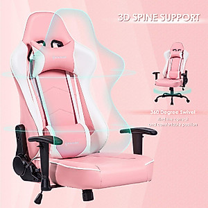 Blue Whale Massage Gaming Chair for Adults, 350LBS Office Chair with Retractable Footrest, Adjustable Armrest, Classic PU Leather Big and Tall Ergonomic Computer Chair