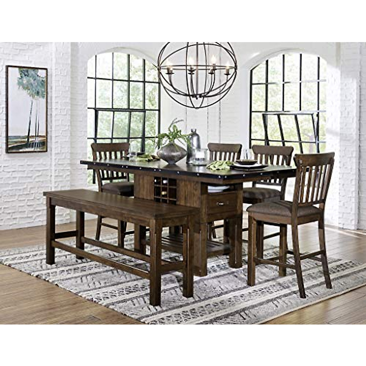 Homelegance Counter Height Dining Bench Brown