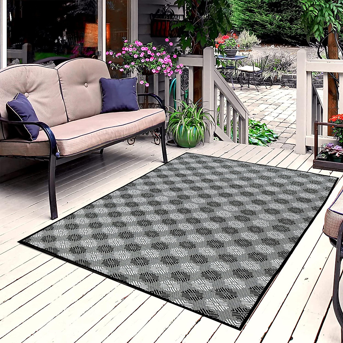 ARSUK Outdoor Plastic Rug for Patio Clearance 59"x39", Beach Picnic Blanket, Reversible Floor Mat for Garden, Camping Carpet, RV Porch, Deck, Backyard, Balcony, Lightweight Foldable
