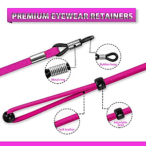 YGDZ Eyeglass Strap, 8pcs Leather Eye Glasses Strap String Adjustable Eyeglass Chain Lanyard Eyewear Retainers, Sport Sunglass Glasses Holder Strap for Men Women