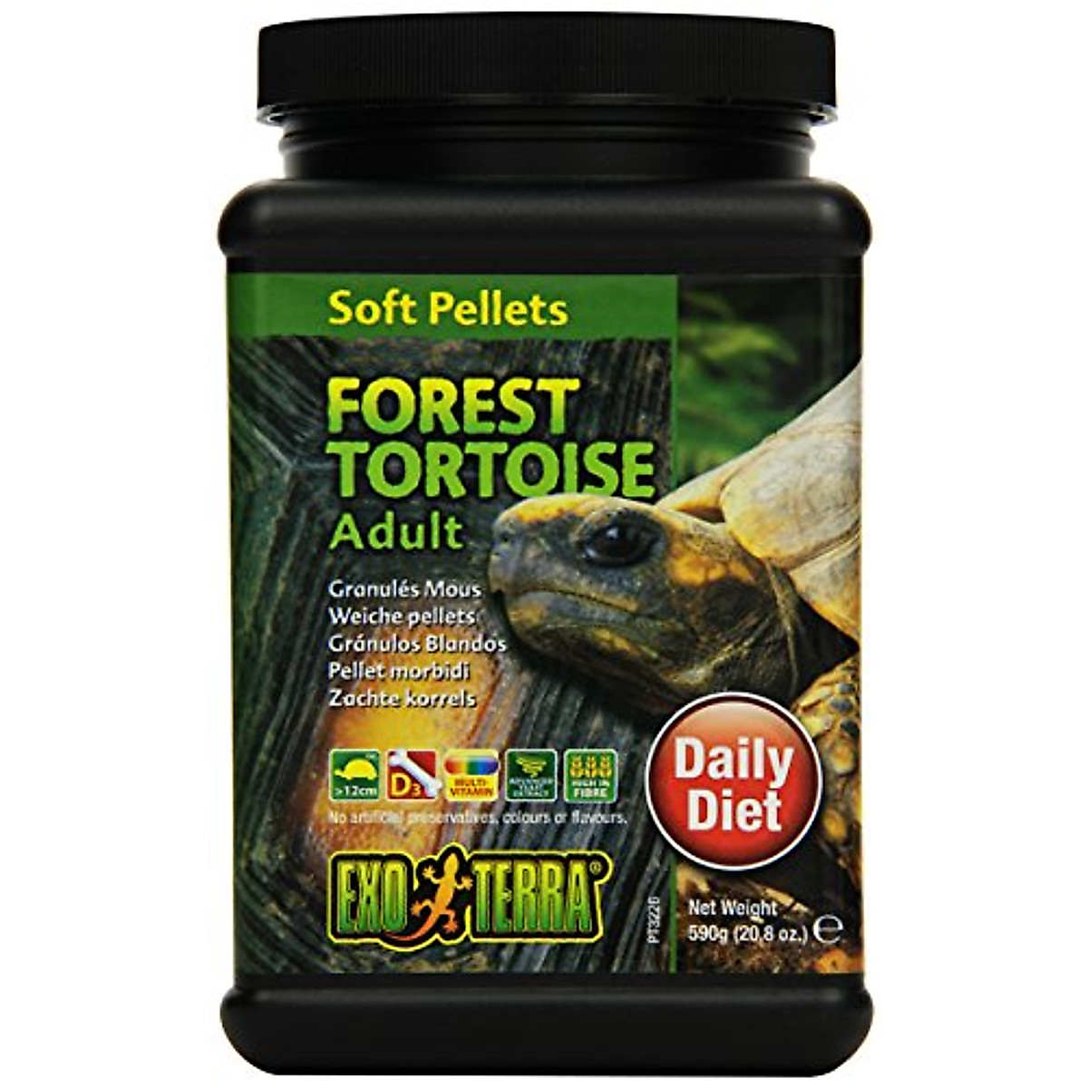 Exo Terra Forest Tortoise Food, Soft Pellets for Reptiles, Adult, 20.8 Oz., PT3226