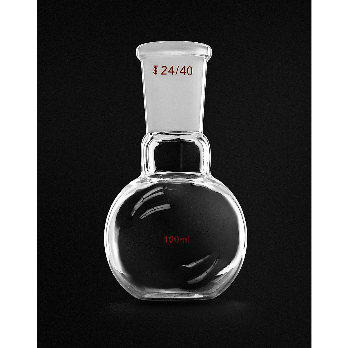 QWORK Glass 100ml Single Neck Flat Bottom Boiling Flask, with 24/40 Standard Joint, 2 Pack Heavy Wall Distillation Receiving Apparatus, Taper Outer Joint Lab Glassware, 100mL