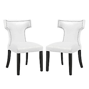 Modway Curve Vinyl Set of 2, Two Dining Chairs, White