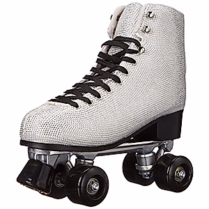 YOKI Women's Classic High-top Rink Roller Skates for Beginners Indoor/Outdoor use Bling Size 9