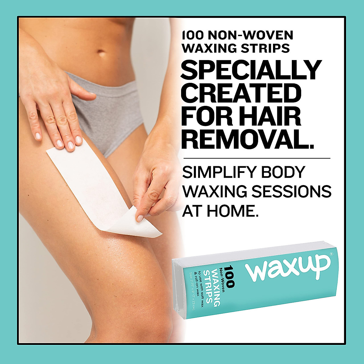 waxup Non-Woven Wax Strips 3x9, Disposable Large Waxing Strips to Use with Hair Removal Soft Wax, for Facial and Body Areas (Legs, Bikini, Arms, Face, Brow, Upper Lip), Self Waxing, 100 pieces