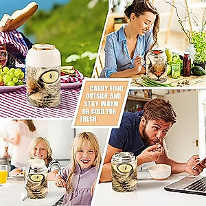 CUPADA Siberian Cat Funny Food Jar, Kitten Face Cute Insulated Hot Food Jars Vacuum 17OZ with Folding Spoon for Work Trip Picnic Camping