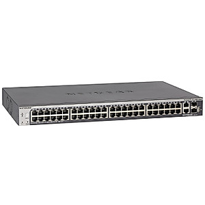 NETGEAR 52-Port Gigabit/10G Stackable Smart Switch (GS752TX) - 48x1G, Managed, with 2x10G Copper & 2x10G SFP+, Desktop or Rackmount, & Limited Protection (Renewed), Grey
