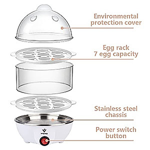 VIGIND Electric Egg Cooker Boiler Maker Soft, Medium or Hard Boil, 14 Egg Capacity Two Layer Egg Maker,Egg Steamer,With Automatic Shut Off, Egg Slicer And Stainless Steel Bowl included,Noise Free