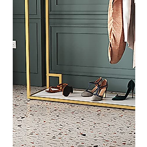 TDD Modern Clothing Rack Gold with 2 Shelves Free-Standing Garment Rack Heavy Duty Retail Display Clothes Racks for Hanging Clothes Boutique Home