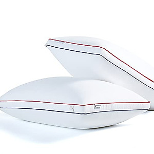 Bedufsar Bed Pillows for Sleeping, Queen Size Pillows Hotel Quality Set of 2, Firm and Supportive Gusseted Pillows for Side and Back Sleepers, Cooling Down Alternative Fluffy Soft Pillow (20x30 in)