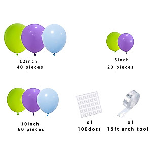 Purple Blue Green Balloon Garland Arch - Purple, Lime Green, Blue Balloons Video Game Party Supplies for Kid Girls Boys Cartoon Birthday Baby Shower Graduation Party Decorations