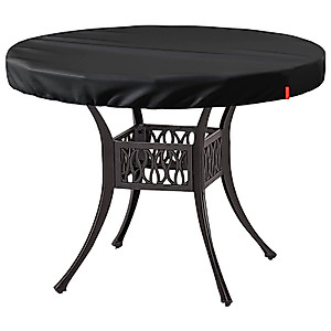 SoloToo Outdoor Round Table Cover,Waterproof Anti-UV Patio Round Table Top Covers,Fits Round Patio Furniture Up to 26" - 28" Diameter (Black)