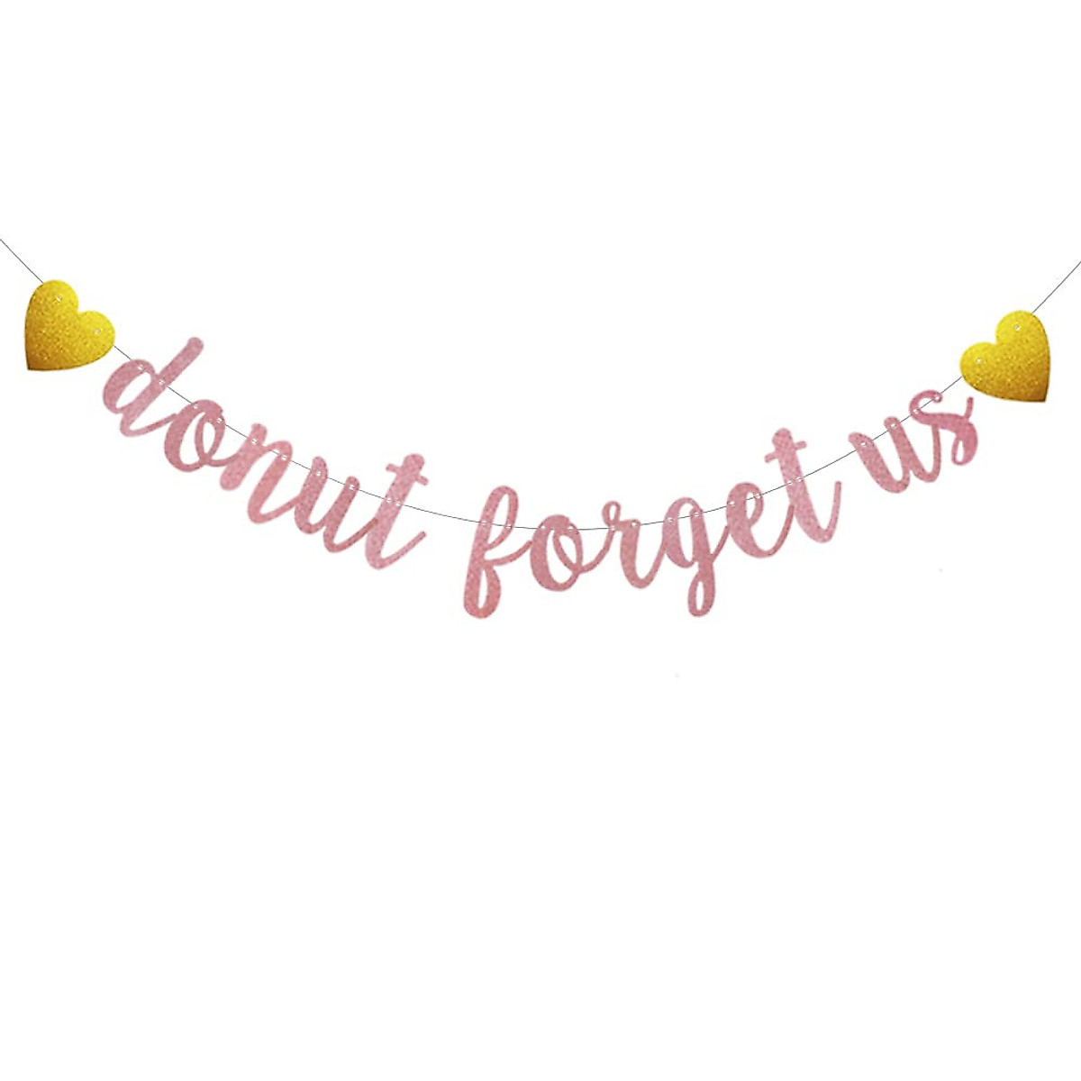 Donut Forget Us Banner, Pre-Strung, No Assembly Required, Rose Gold Paper Glitter Party Decorations for Farewell/Going Away / Graduation / Job Change / Moving / Retirement Party Supplies, Letters Rose Gold,ABCpartyland