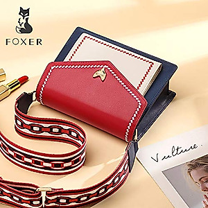 FOXER Small Leather Crossbody Bags for Women, Leather Ladies Mini Messenger Bags with 2 Style Adjustable Shoulder Strap Women's Fashion Phone Pouch Girls Casual Crossbody Flap Purses (Multicolored)