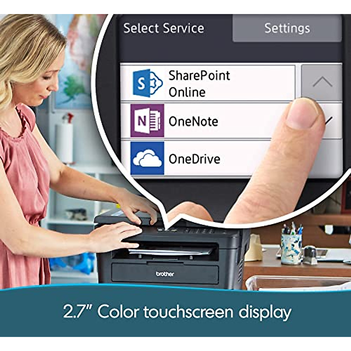 Brother Compact Monochrome Laser Printer, HLL2395DW, Flatbed Copy & Scan, Wireless Printing, NFC, Cloud-Based Printing/Scanning, Refresh Subscription/Amazon Dash Replenishment Ready