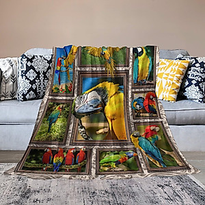 Parrot Bird Blanket Parrot Bird Gifts for Boys Men Parrot Bird Throw Blanket for Couch Sofa Bed Soft Warm Flannel Fleece for adults40 x50