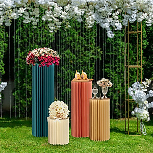 Foldable Paper Columns Display Pedestals Stands for Wedding Engagement Birthday Party Decoration Four Packs White Champagne Light Pink Blue