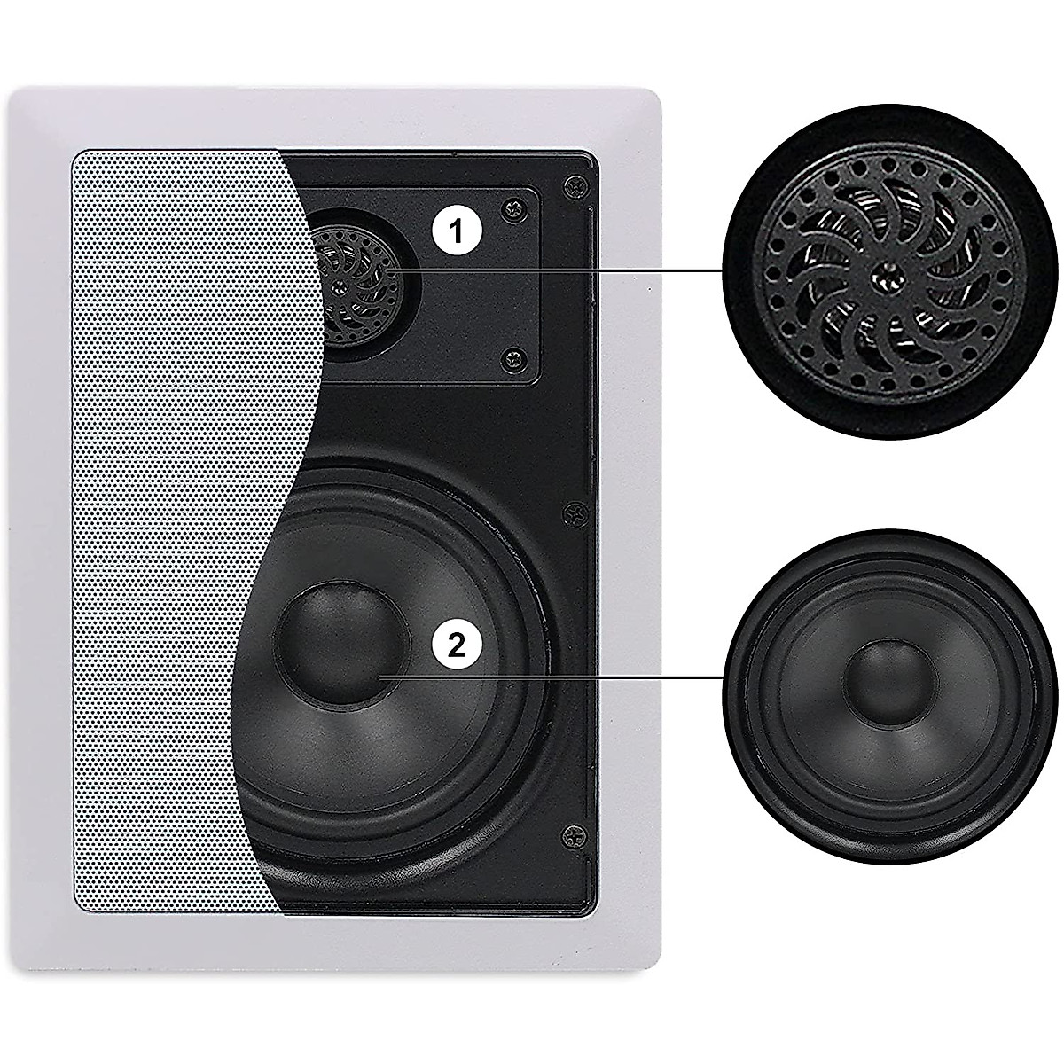 Herdio 5.25 Inch Ceiling Speakers Flush Mount in Wall Speakers Perfect for Home，Living Room，Kitchen，Office