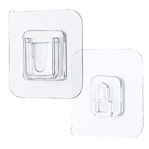 MileHouse 1 Pair Dual Sided Wall Hangers, Self Adhesive Clothes Hook Plug Socket Holder Cable Fixing Organizer for Various Usages 1 Pair